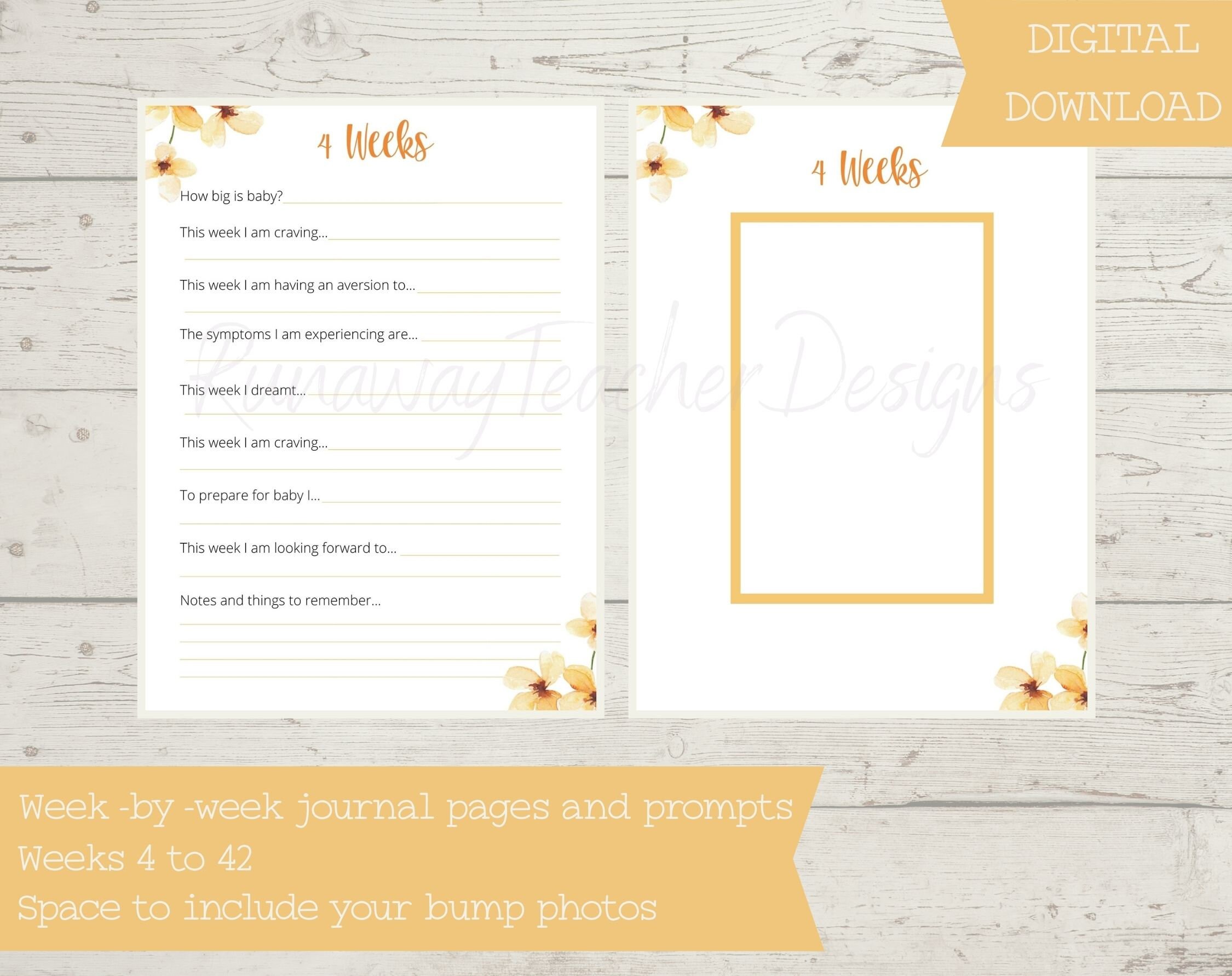 Printable Pregnancy Journal, Week by Week Pregnancy Journal, Pregnancy ...
