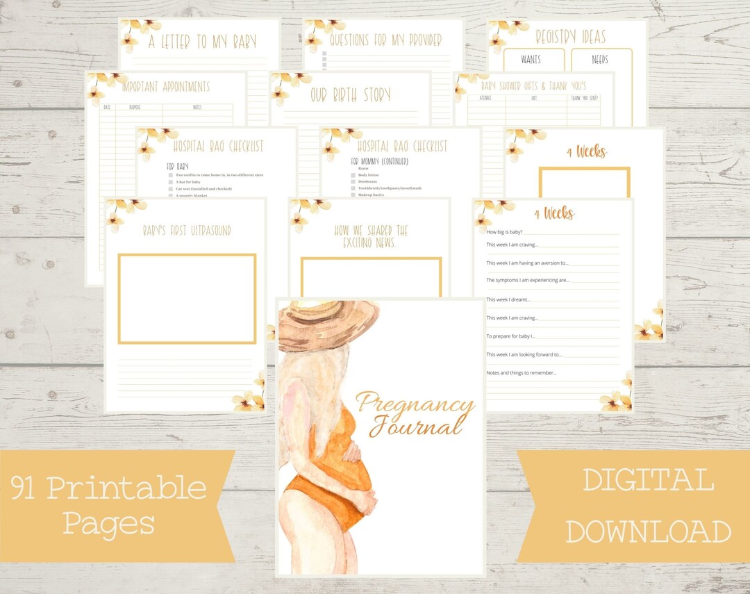 Printable Pregnancy Journal, Week by Week Pregnancy Journal, Pregnancy ...