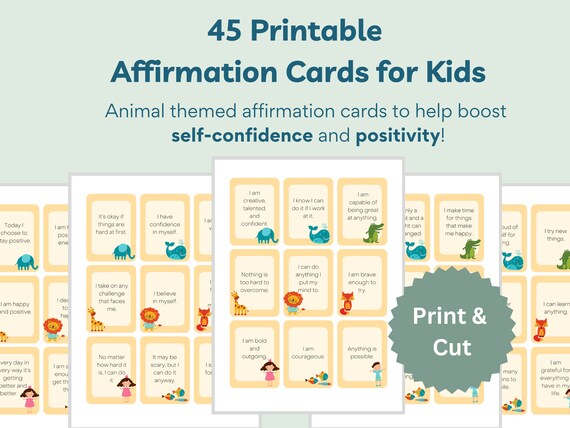 45 Printable Affirmation Cards for Kids for Positivity and - Etsy