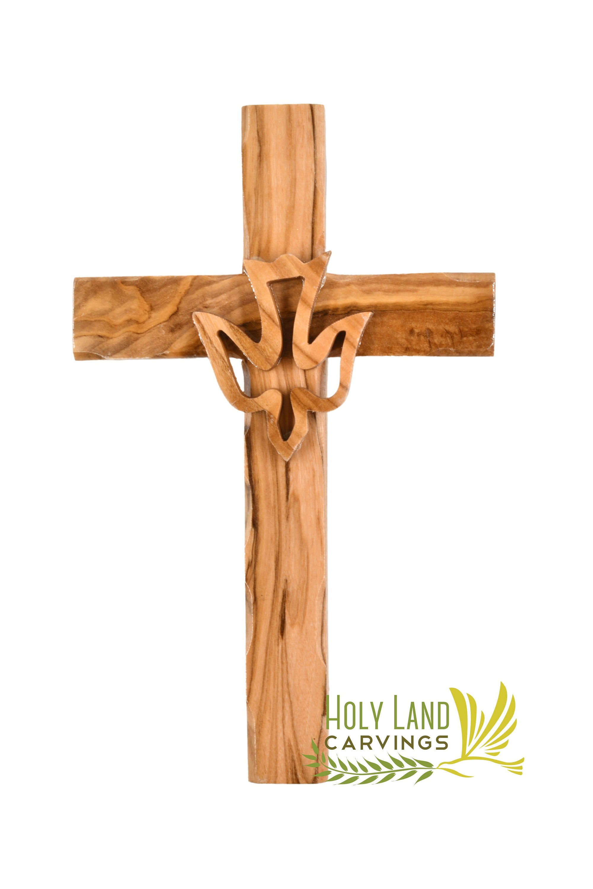 16 Cm (7 Inch) Olive Wood Dove Wall Cross Hand Carved in the Holy Land ...