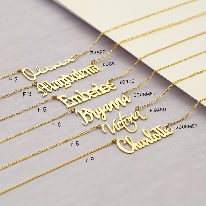 14K Solid Gold Name Necklace Christmas Gifts 925K Sterling - Etsy