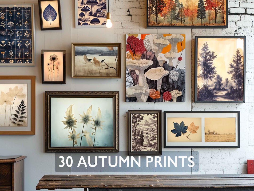 Printable Fall Art Bundle, 30 Eclectic Autumn Prints, Wall Art for Home ...