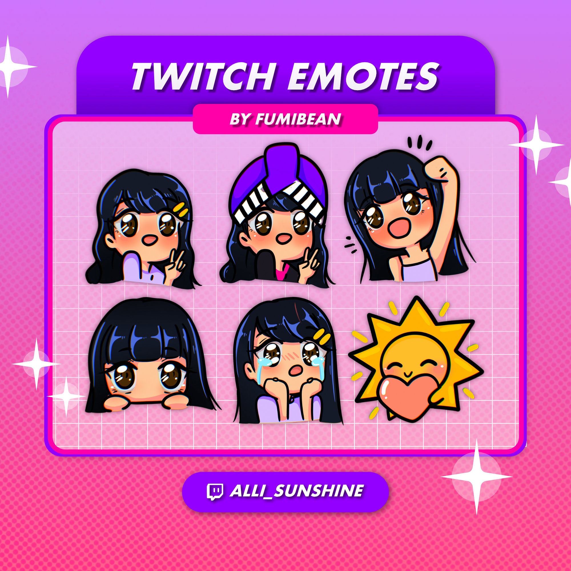 CUSTOM Twitch Emotes by FUMIBEAN Digital Drawn Fast - Etsy