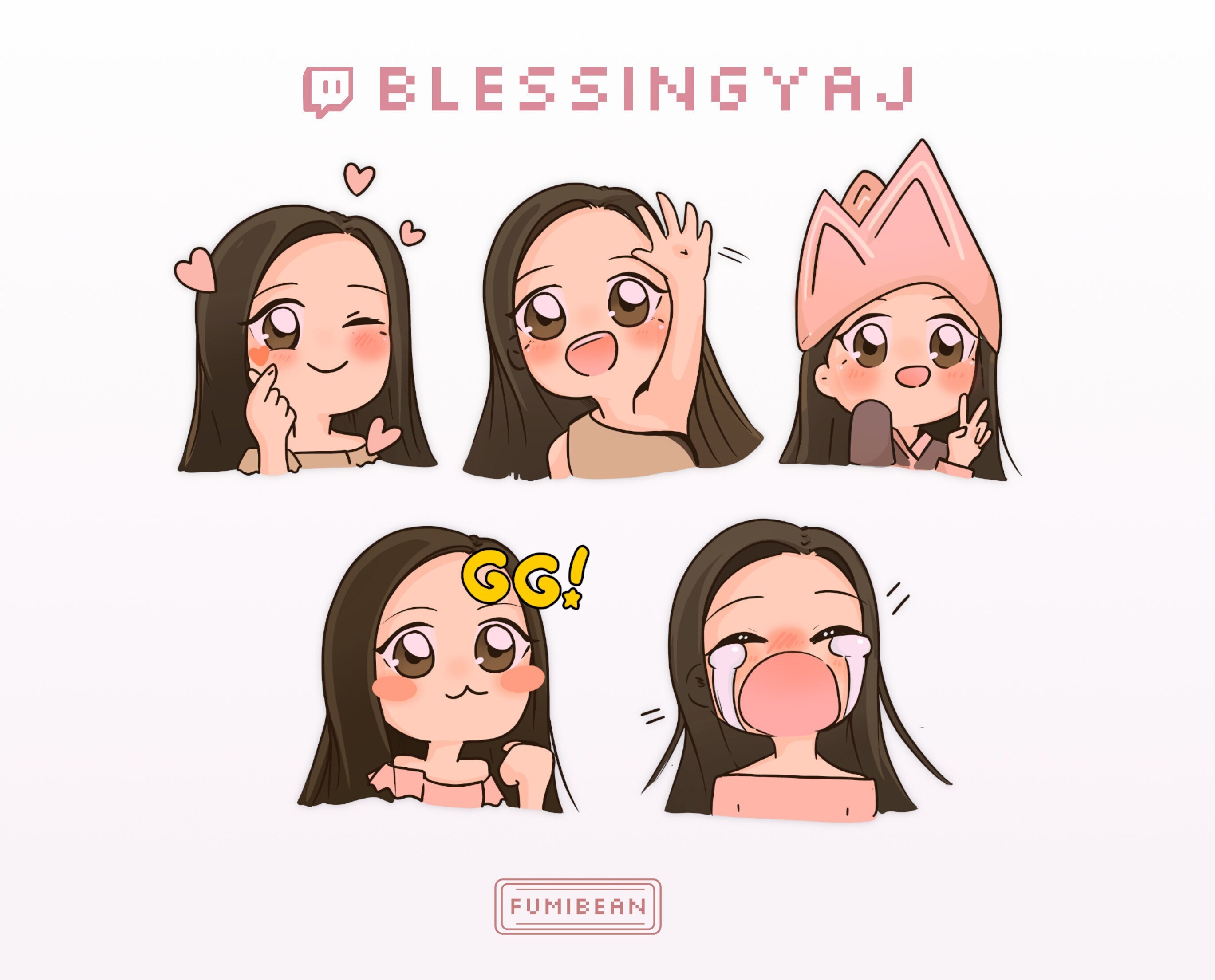 CUSTOM Twitch Emotes by FUMIBEAN Digital Drawn Fast - Etsy