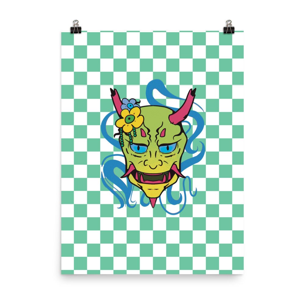BLOOM Checkered Flower Mask Printable Poster by Fumibean, Street Style ...