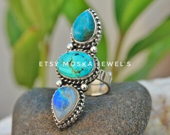 Triple Stone Ring - Etsy