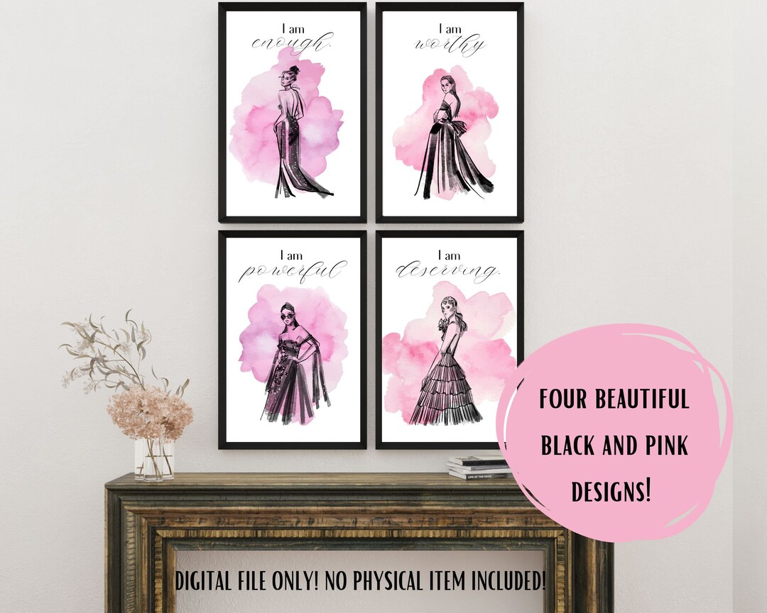 Positive Affirmation Wall Art, Modern Wall Decor, Chic Decor, Black and ...