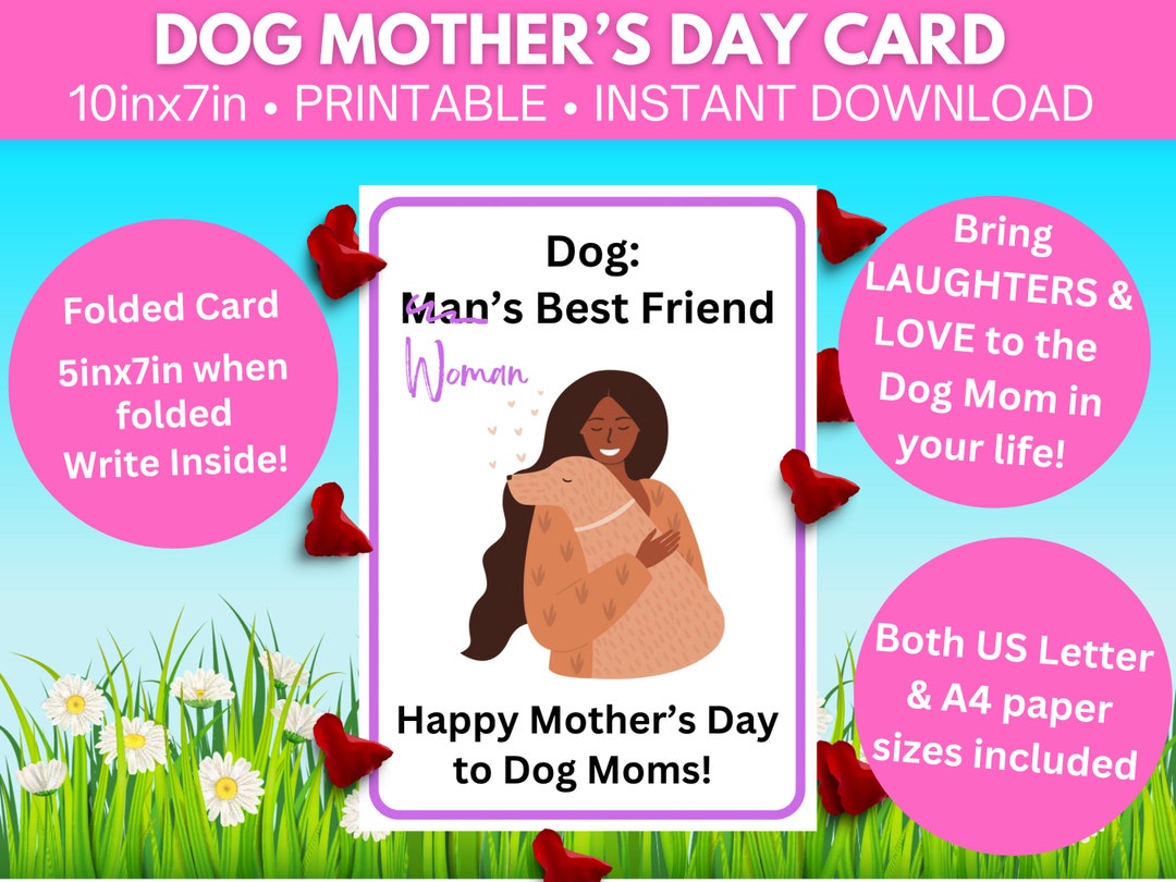 Mother’s Day Card for Dog Moms / US Letter & A4 Sizes / Diveristy / Dog ...