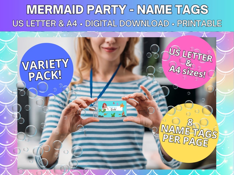 Mermaid Party Name Tags / Mermaids Party Decor / Seating Card / Baby ...