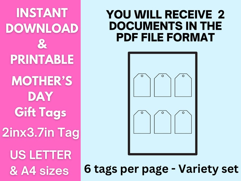 Mother’s Day Gift Tags / Gift Tags for Kids-adults / Mom Kids Cartoons ...