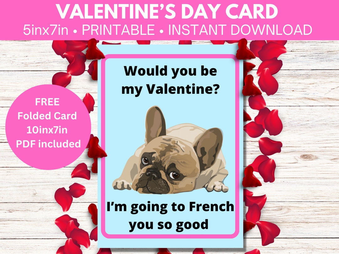 Valentine’s Day Card —frenchie Valentine— Digital Download - Etsy