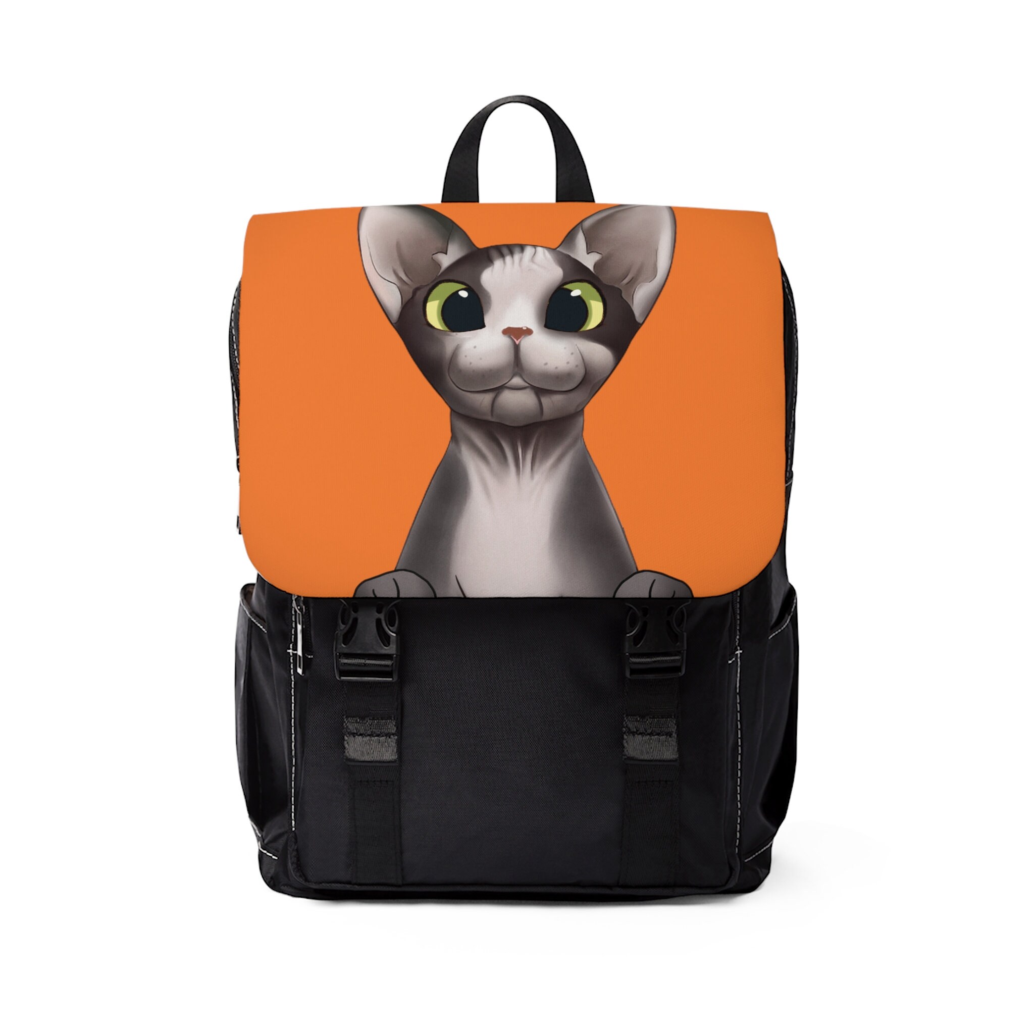 Sphynx Cat - Orange Flap - Back-to-school Backpack - Etsy