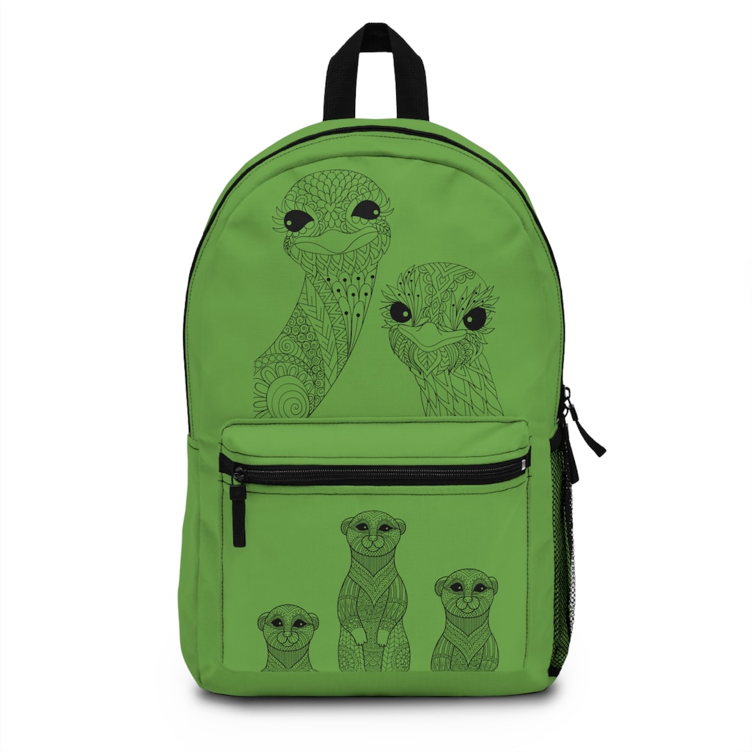 Curious Animals - Ostrich and Meerkat Mandalas - Green Backpack - Etsy