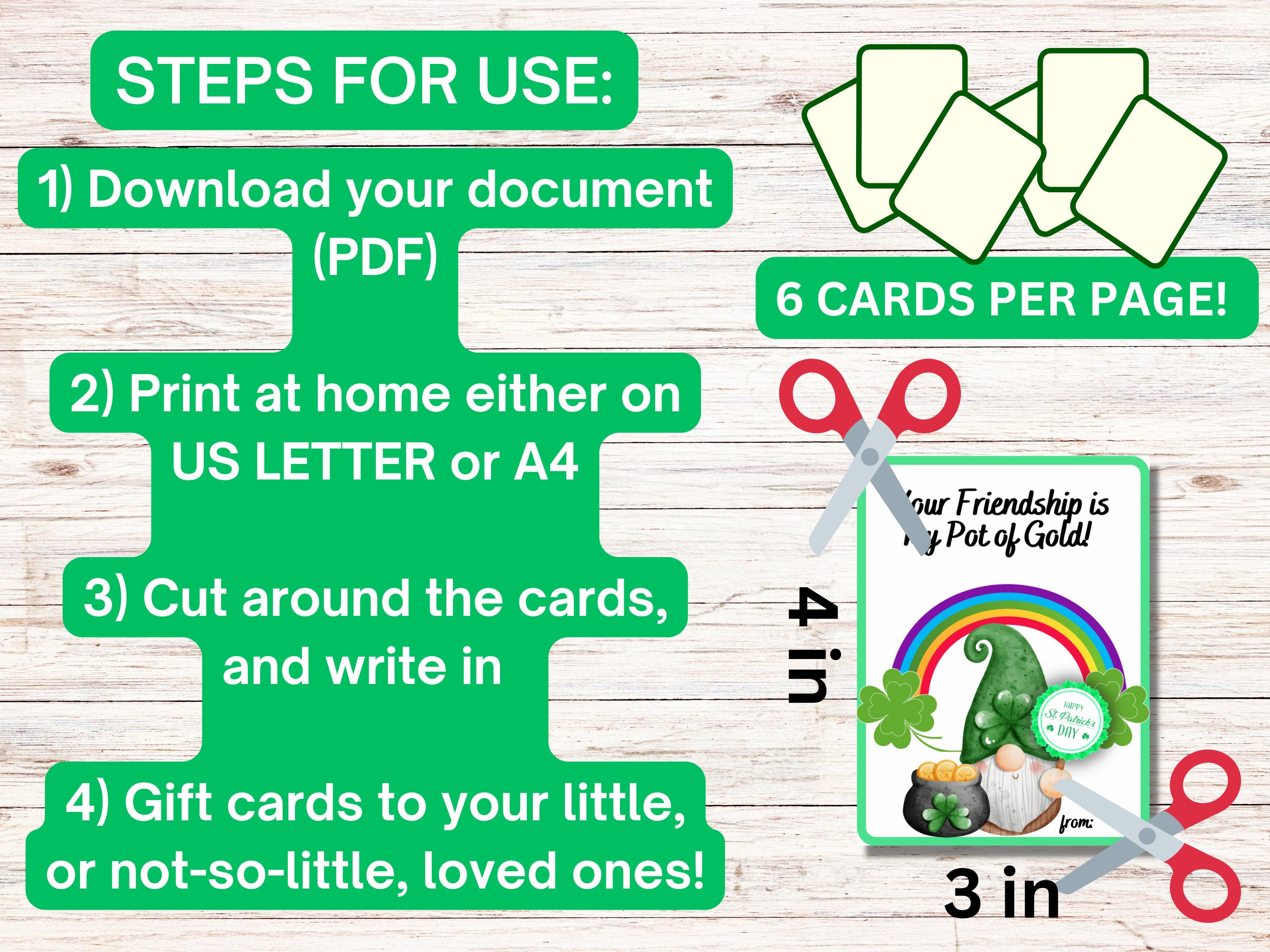 Saint Patrick’s Day Cards for Kids Adults/us Letter & A4 Sizes/variety ...
