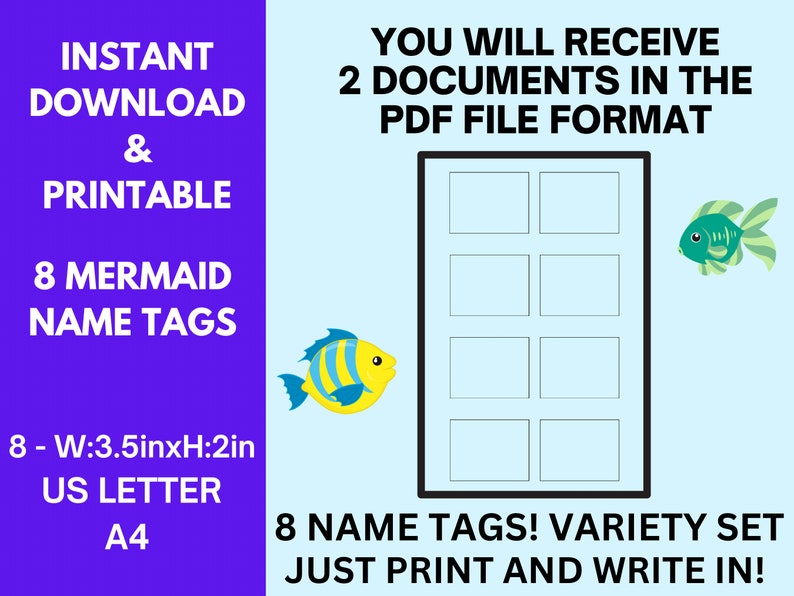 Mermaid Party Name Tags / Mermaids Party Decor / Seating Card / Baby ...