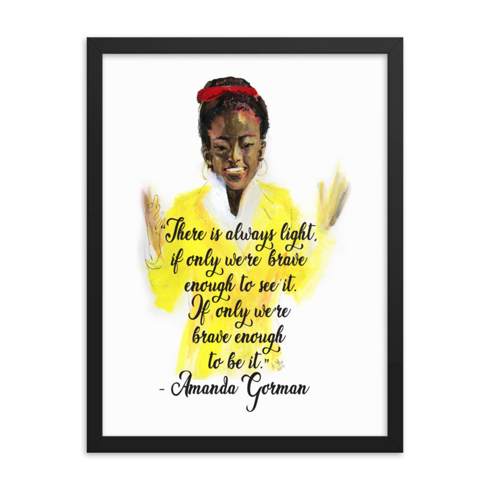 Amanda Gorman Watercolor Portrait and Inauguration Poem Youth | Etsy