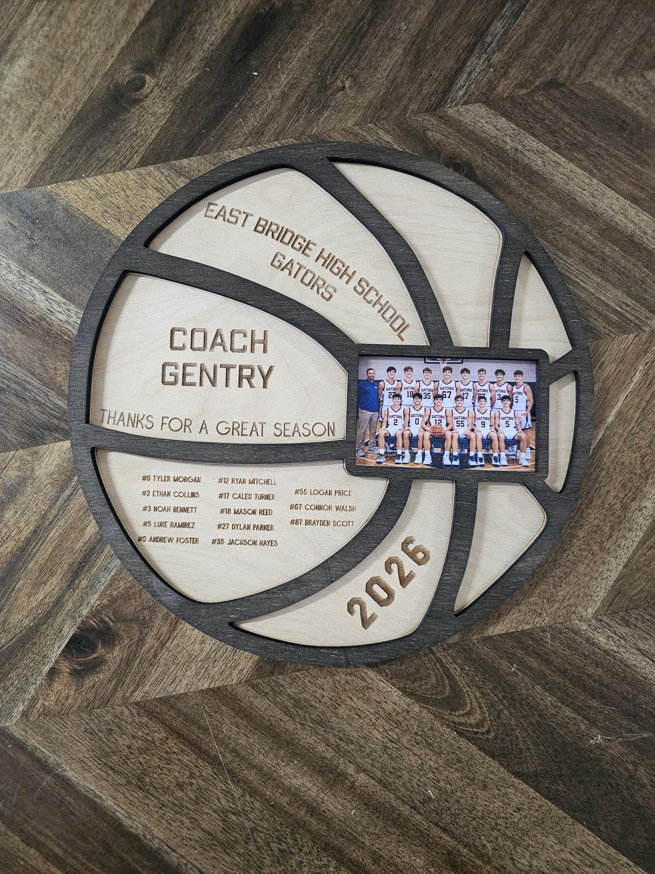 Thank You Coach Basketball Gift | Personalized Team Photo Wood Sign ...