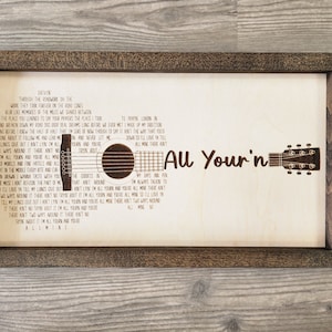 Custom Song Lyrics Guitar Sign • Laser Engraved Wood Wall Art ...