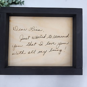 Personalized Handwriting Sign, Handwritten Engraved Letter Love Note ...