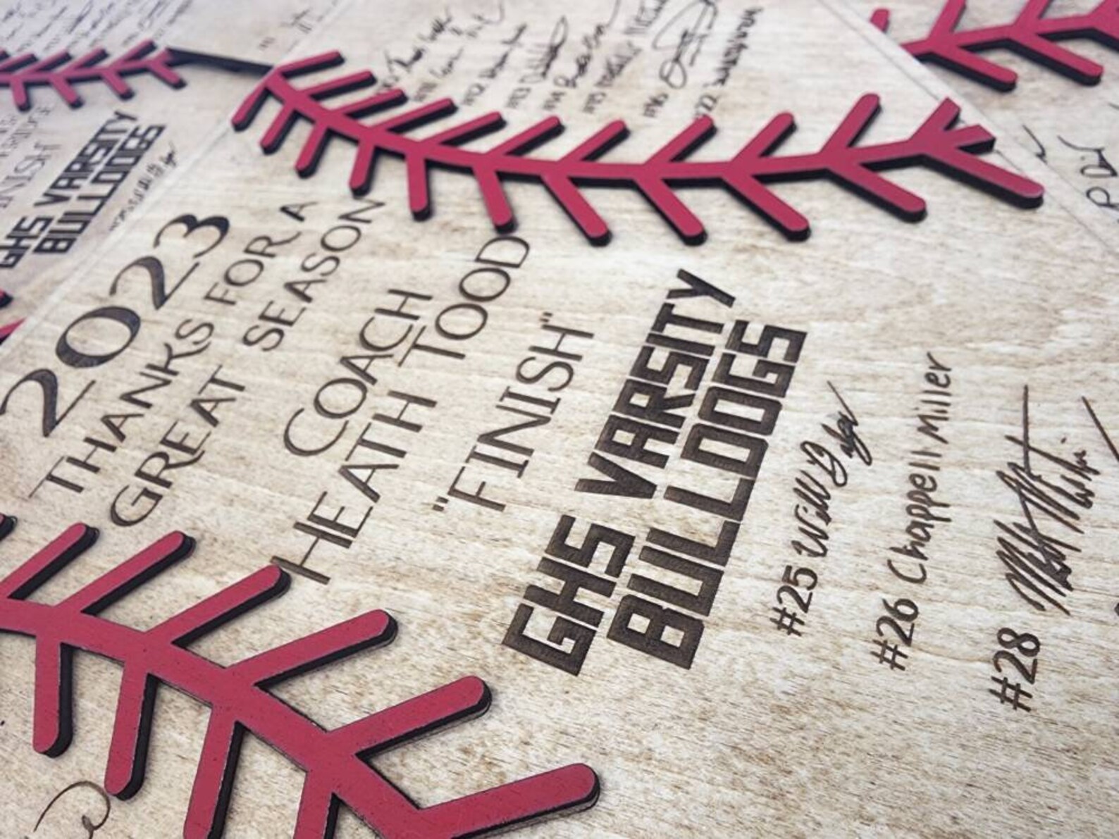 Personalized Baseball Team Coach's Plaque, Handwritten Signatures ...