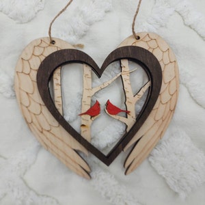 Cardinal Angel Wing Ornament, Layered Wood Ornament Cardinal, Memorial ...