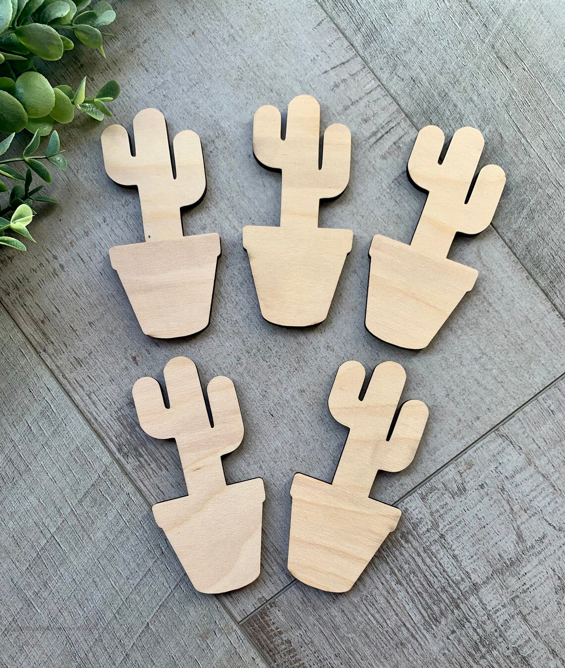 Cactus, Craft Wood Potted Cactus Blanks DIY Craft Blanks, Wooden Cactus ...