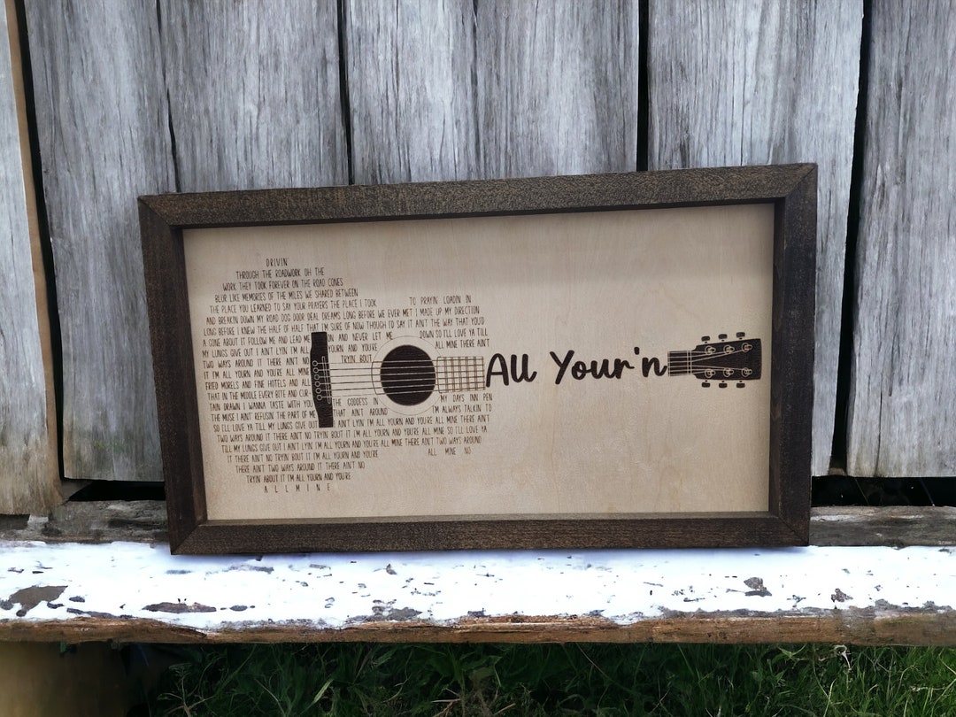 Custom Guitar Song Lyric Framed Sign, Rustic Personalized Song Lyric ...
