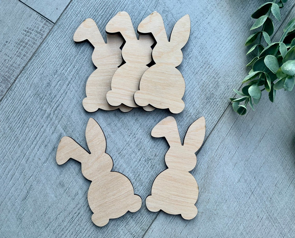 Unfinished Wood Bunny Blanks DIY Craft Blanks, Easter Bunny Craft Wood ...