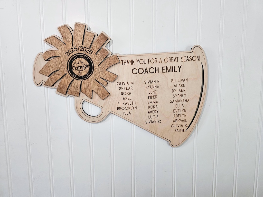 Personalized Cheer Coach Wood Sign | Team Roster Keepsake - Etsy