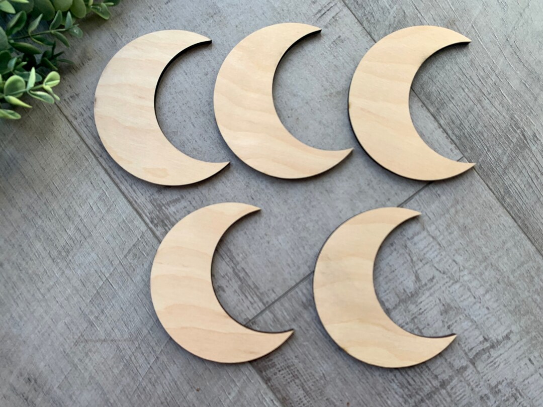 Wood Crescent Moon Shape Blanks DIY Craft Blanks Moon Craft, Wooden ...