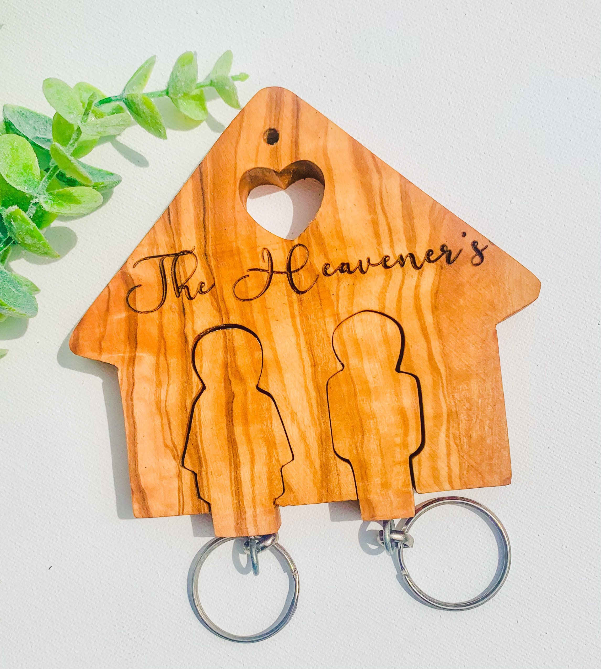 Personalized Home keychain olive wood set wall mounted key | Etsy