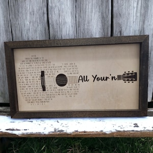 Custom Song Lyrics Guitar Sign • Laser Engraved Wood Wall Art ...