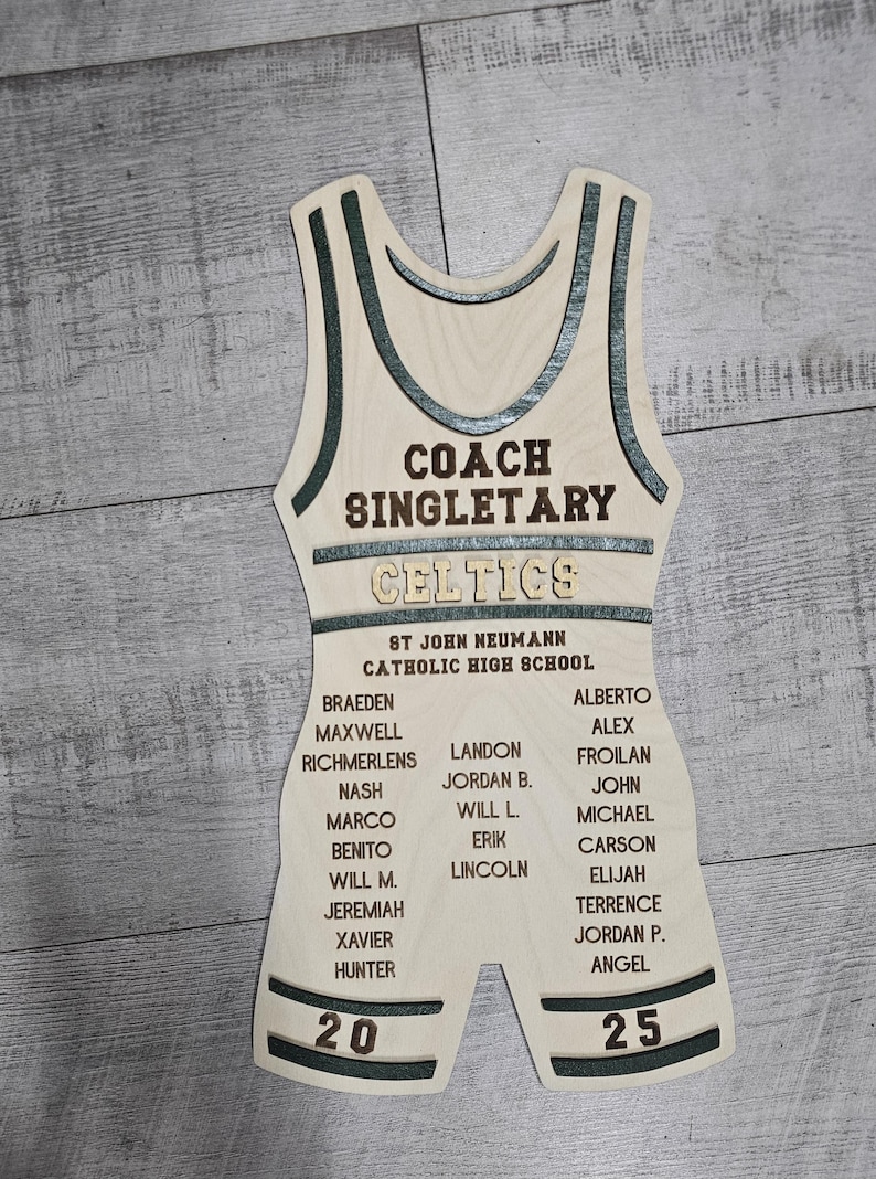 Personalized Wrestling Coach Plaque | Custom Singlet Wood Sign ...