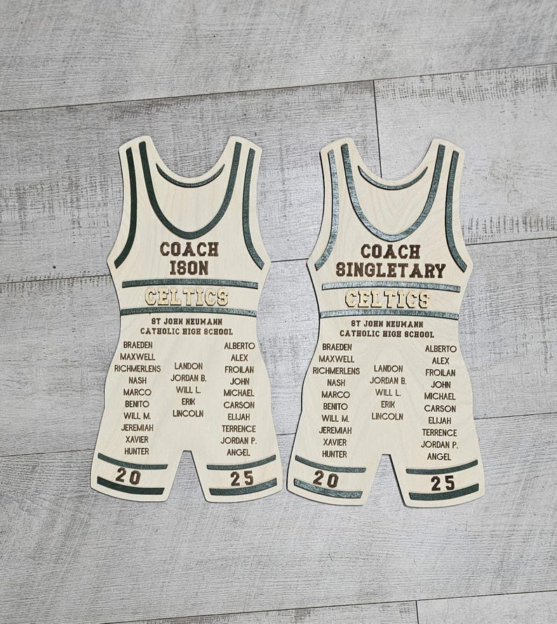 Personalized Wrestling Coach Plaque | Custom Singlet Wood Sign ...