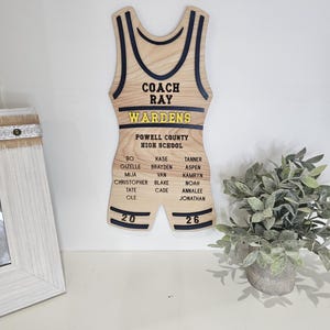Personalized Wrestling Coach Plaque | Custom Singlet Wood Sign ...