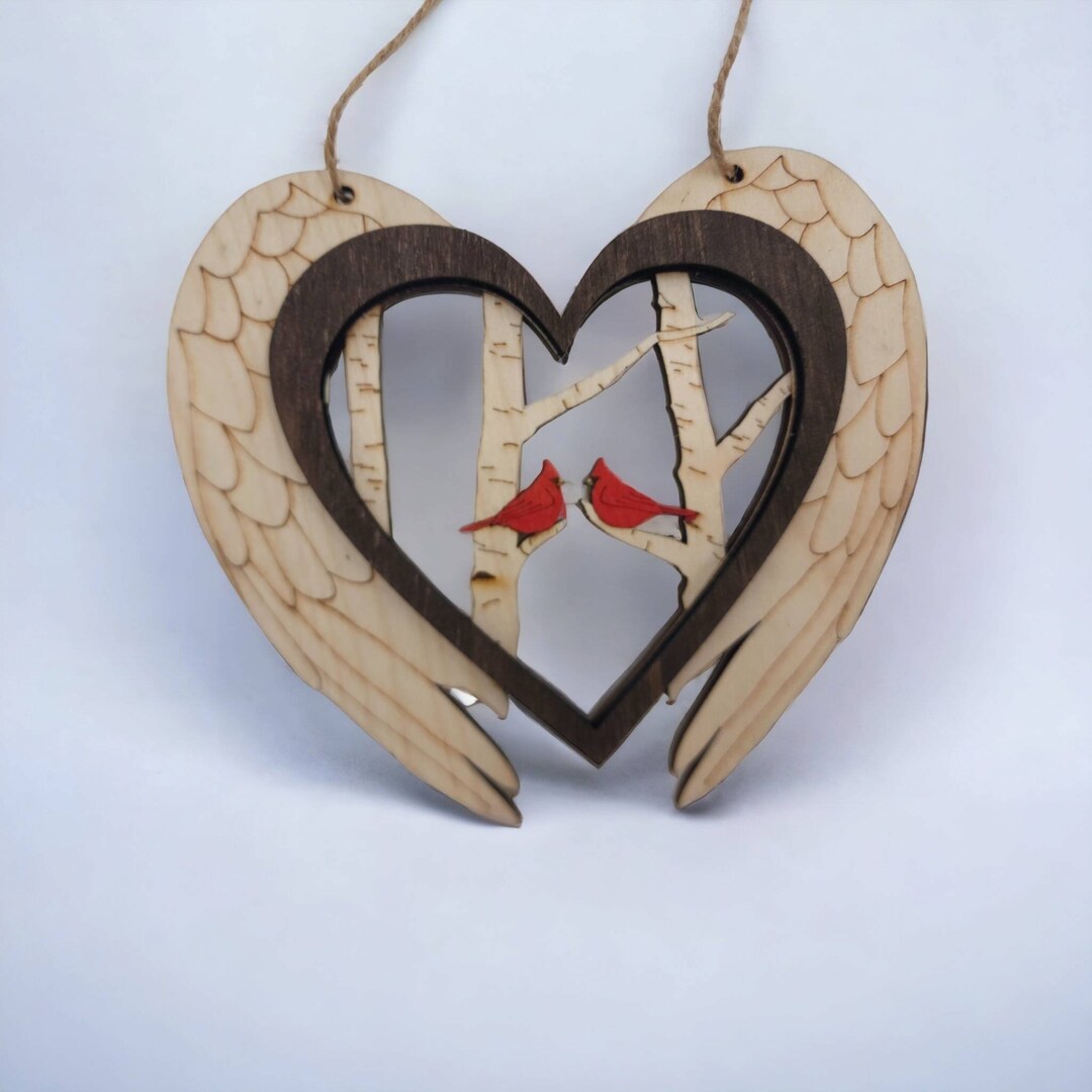 Cardinal Angel Wing Orament, 3 D Wood Ornament Cardinal, Memorial ...