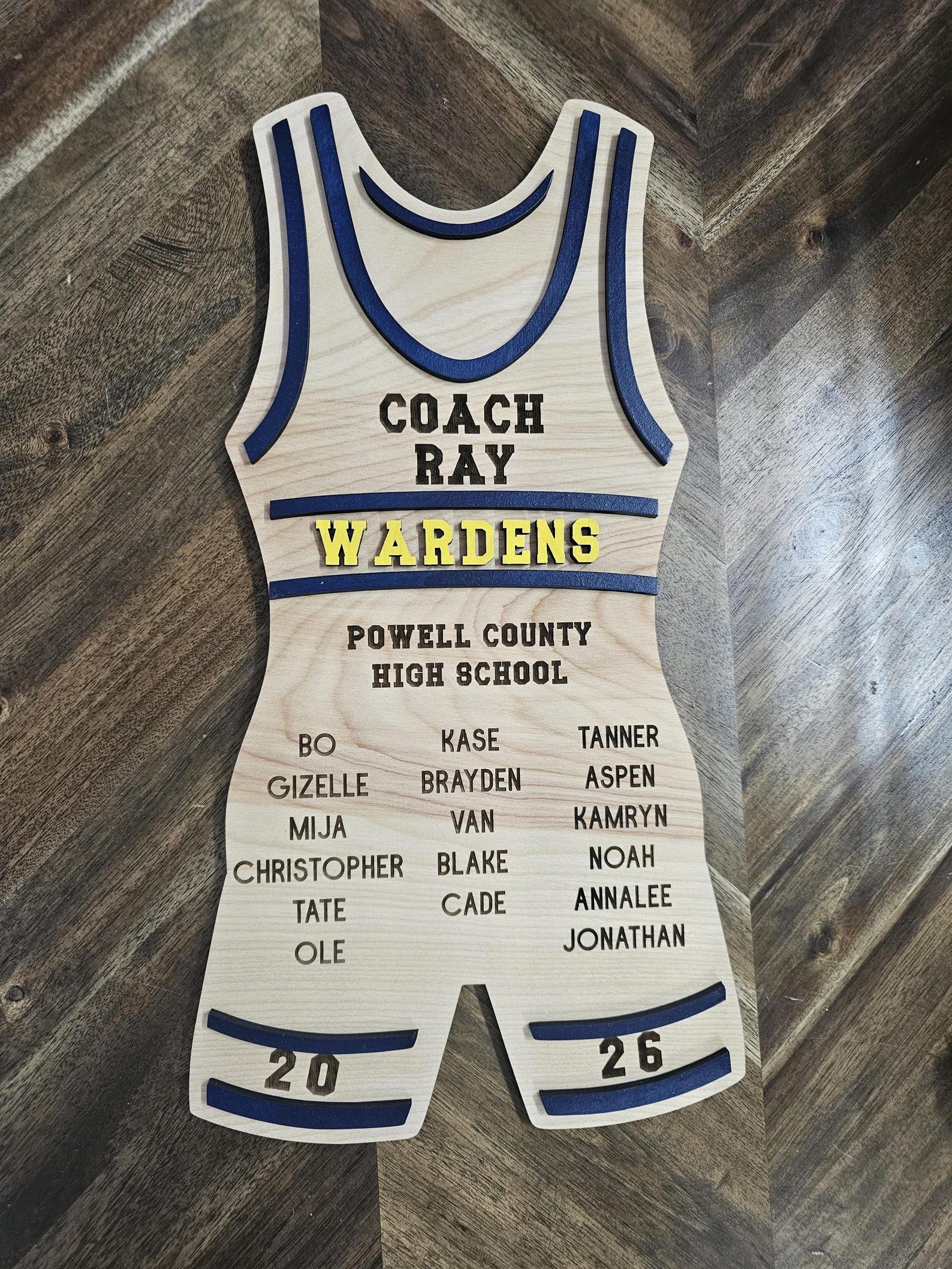 Personalized Wrestling Coach Plaque | Custom Singlet Wood Sign ...