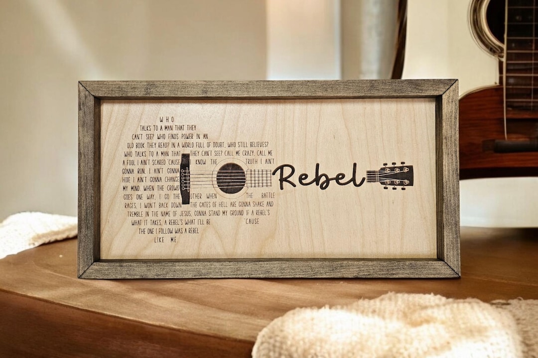 Custom Guitar Song Lyric Framed Sign, Rustic Personalized Song Lyric ...