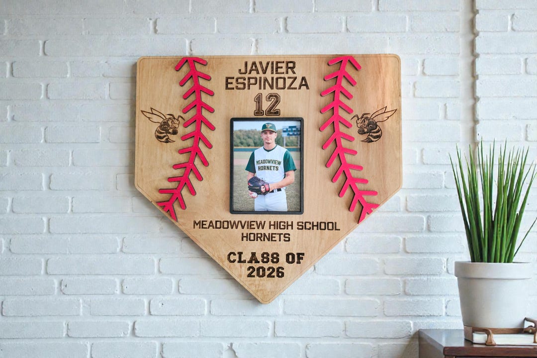 Personalized Baseball Home Plate Sign With Photo | Custom Wooden ...