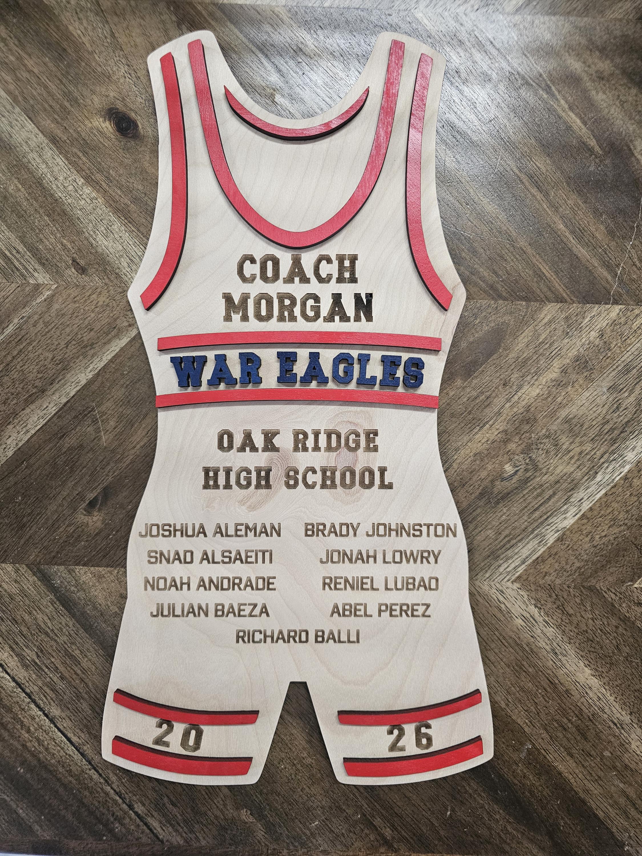 Personalized Wrestling Coach Plaque | Custom Singlet Wood Sign ...