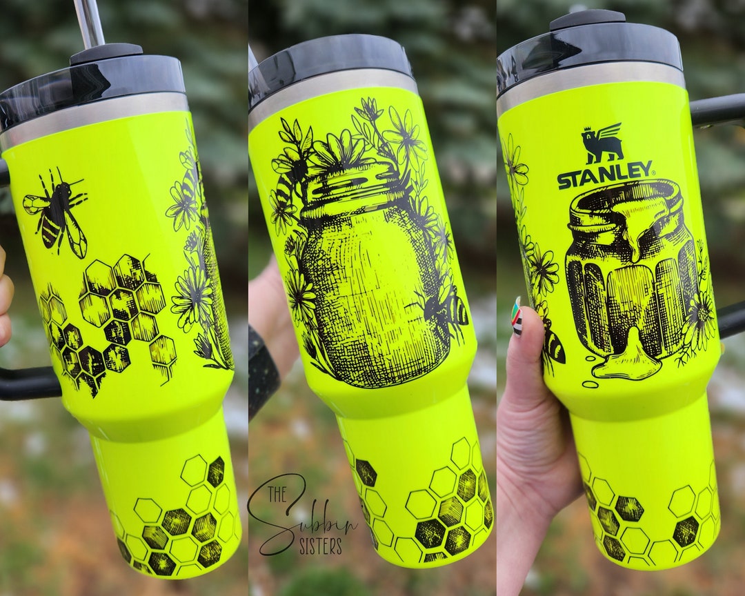 Neon Yellow Bees and Honey Authentic Stanley Quencher 40oz Sublimated ...