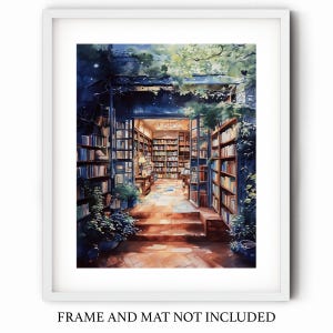 Bookshop Interior Watercolor Art Print, Bookish Poster, Bookish Artwork ...