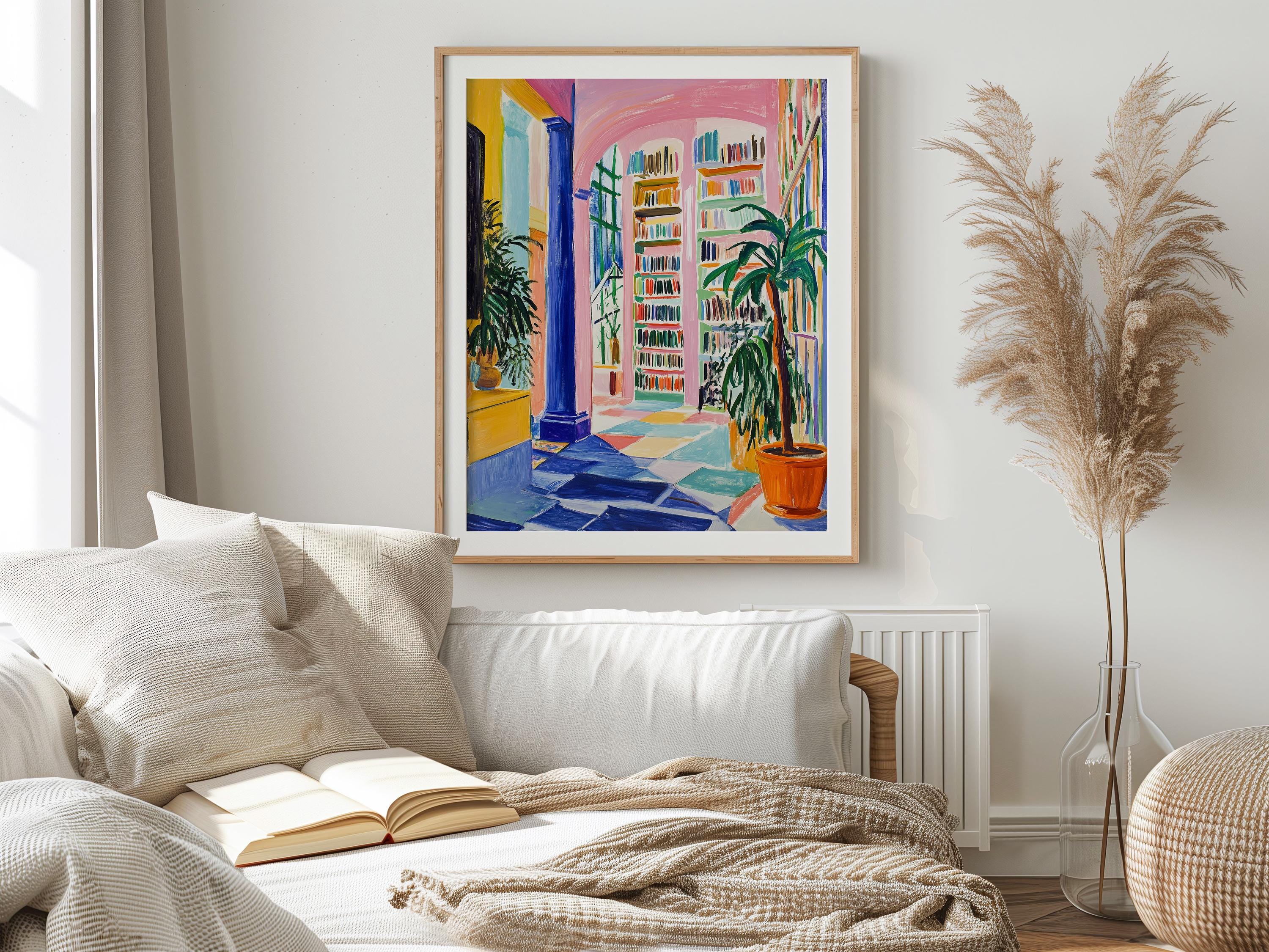 Vibrant Library Matisse Raoul Dufy Inspired Art Print, Bookish Artwork ...