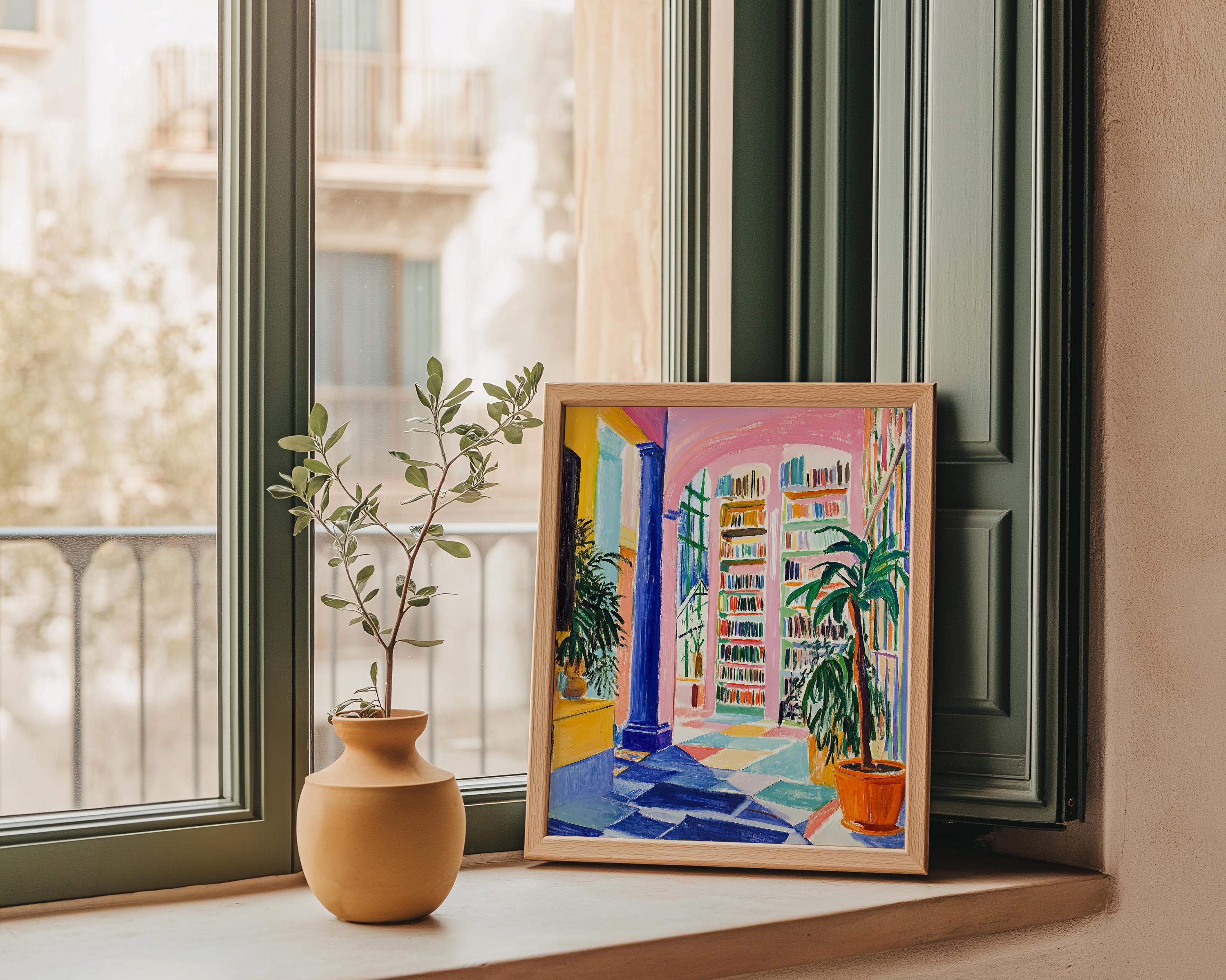 Vibrant Library Matisse Raoul Dufy Inspired Art Print, Bookish Artwork ...