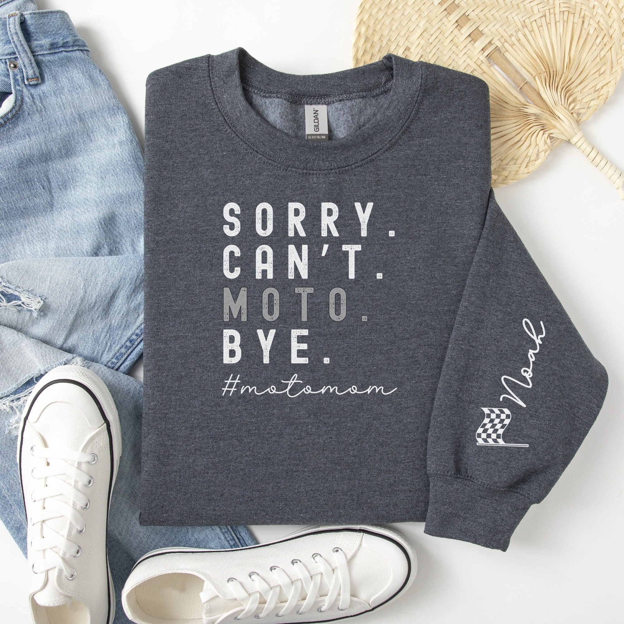 Custom Moto Mom Sweatshirt, Kids Name on Sleeve, Personalized Moto Mom ...