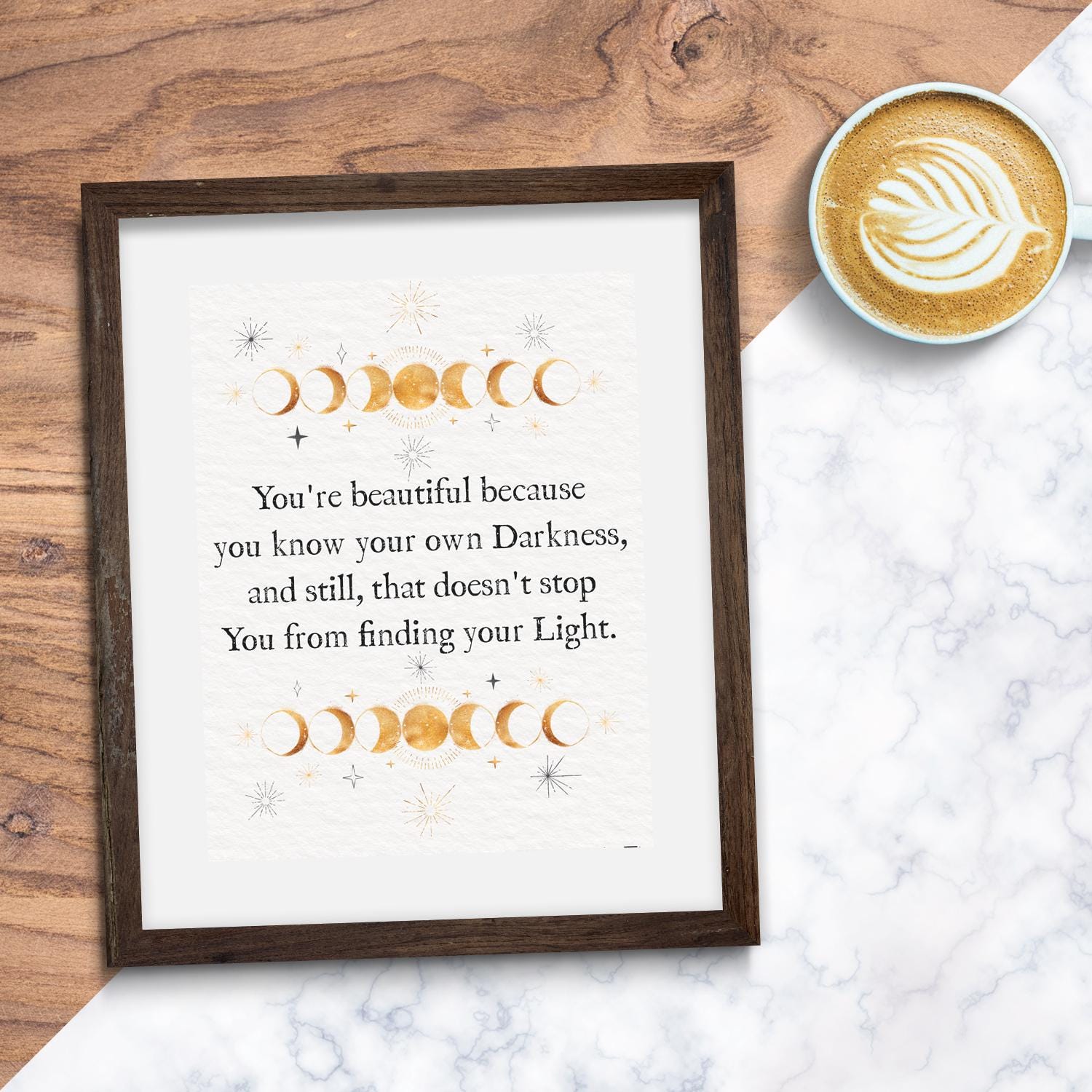 You Are Beautiful Boho Moon and Stars Art, Inspirational Words ...