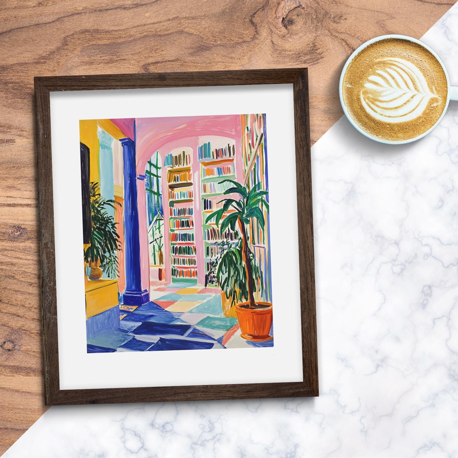 Vibrant Library Matisse Raoul Dufy Inspired Art Print, Bookish Artwork ...