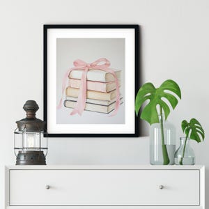 Coquette Style Stack of Books Wall Art, Bookish Artwork, Library ...