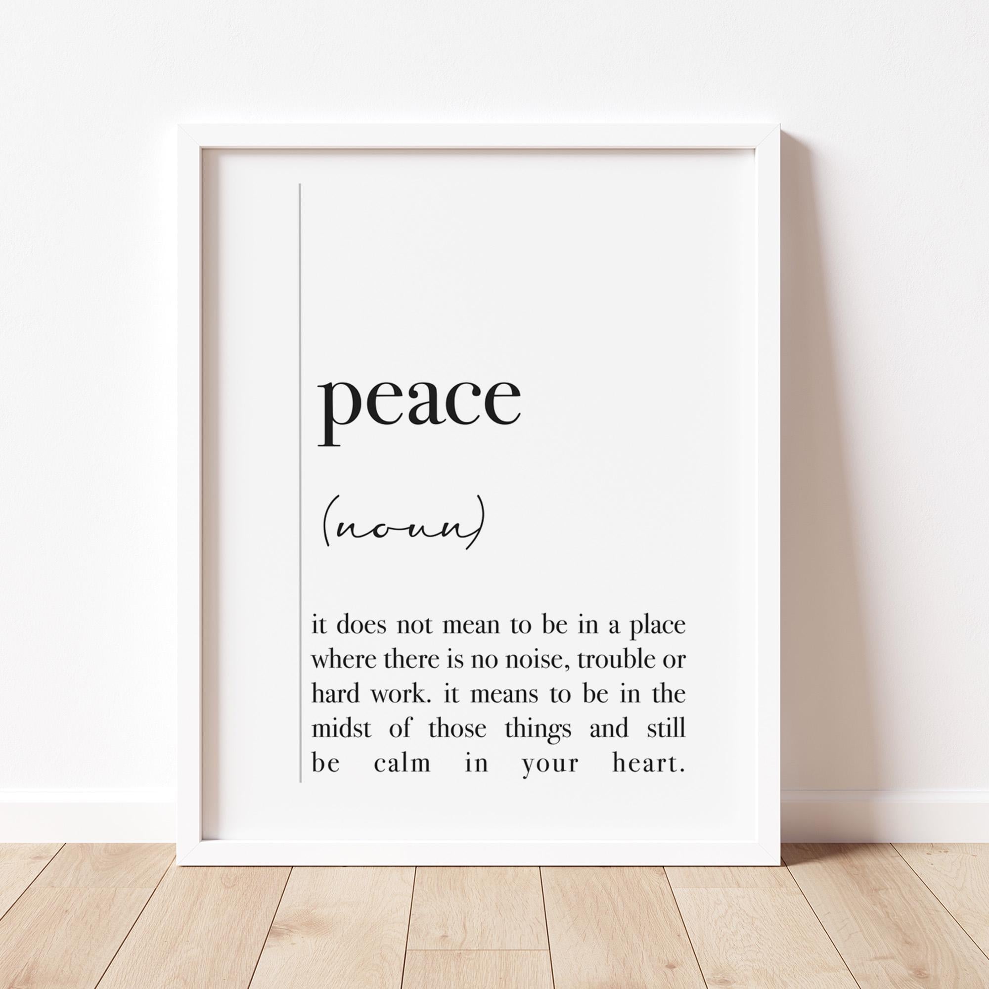 Peace Definition Wall Art, Inspirational Words, Positive Affirmation ...