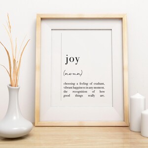 Joy Definition Wall Art, Inspirational Words, Positive Affirmation ...
